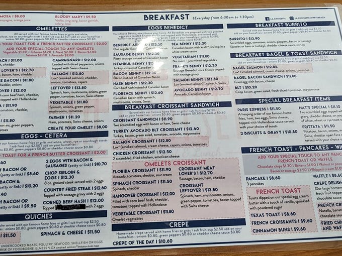 The menu at La Croisette reads like a breakfast lover's bucket list&mdash;good luck choosing just one item!