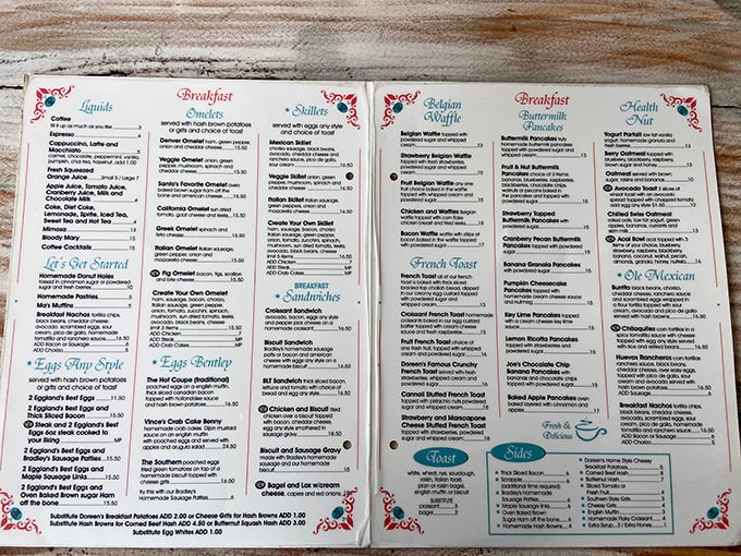 This menu isn't just a list&mdash;it's a roadmap to breakfast nirvana with enough options to require multiple visits. Consider it your morning bucket list.