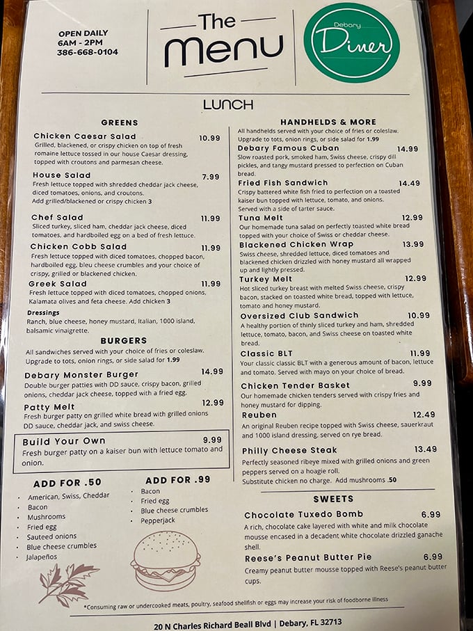 A menu that reads like a love letter to American classics. No fancy flourishes needed when the foundations are this solid.