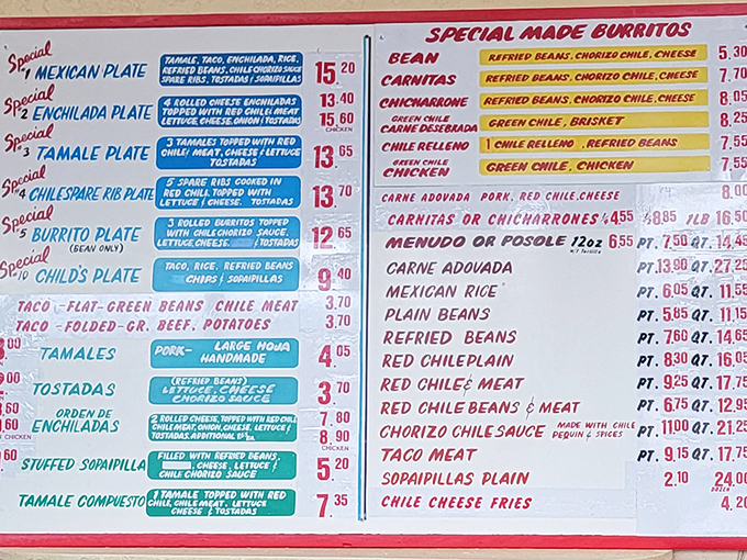 This technicolor menu board is like the Rosetta Stone of New Mexican cuisine—a delicious decoder ring for both first-timers and veterans alike.