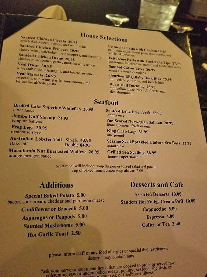 No QR codes here, just a proper menu with options that make decisions delightfully difficult. The seafood section alone requires serious contemplation.