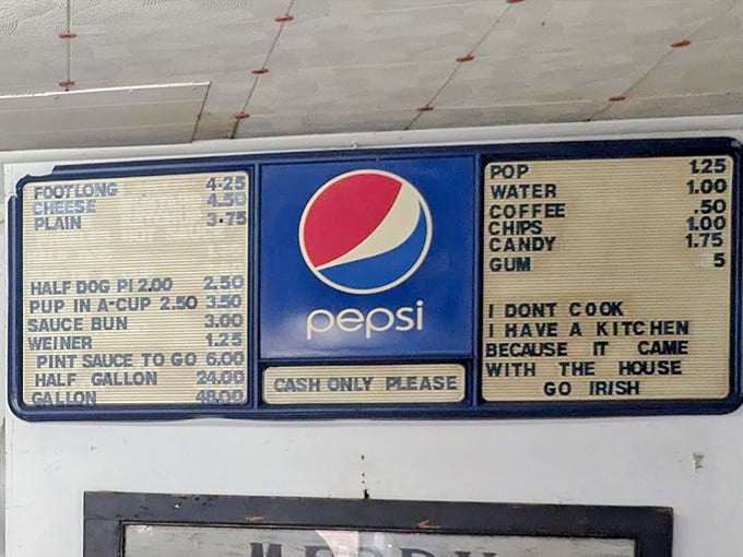 The menu board tells you everything you need to know about Remo's priorities: straightforward food, honest prices, and a sense of humor that can't be bought.