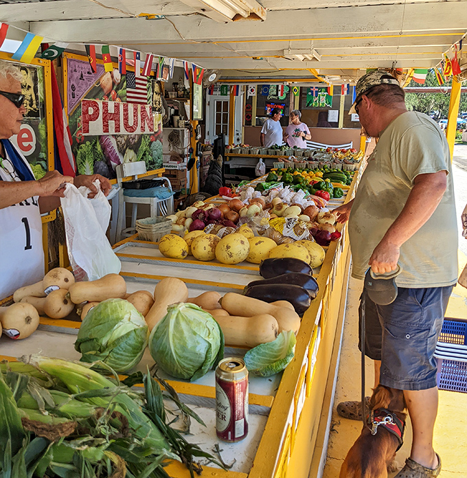 Farm-to-flea-market freshness! Local produce creates a colorful mosaic that puts supermarket offerings to shame.