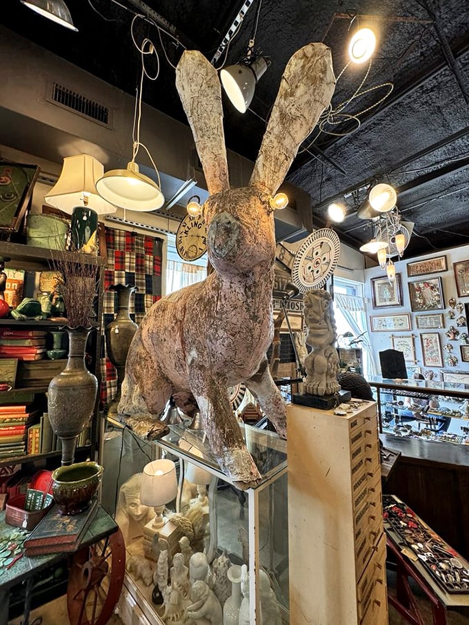 This oversized rabbit sculpture isn't late for any important date, but it might be the most conversation-starting centerpiece your living room never knew it needed.