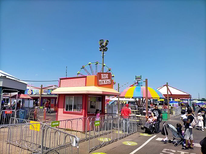 Childhood joy comes in technicolor at the ride ticket booth. Parents beware: you'll be saying "just one more" more times than you can count.