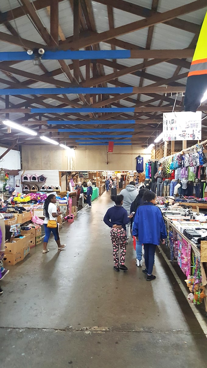 The indoor market halls offer climate-controlled bargain hunting, where shoppers can browse everything from socks to collectibles without worrying about South Carolina's famous heat.