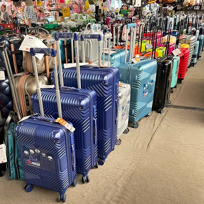 Luggage as far as the eye can see! Perfect for those who need something to carry home all their other Mesa Market Place purchases.