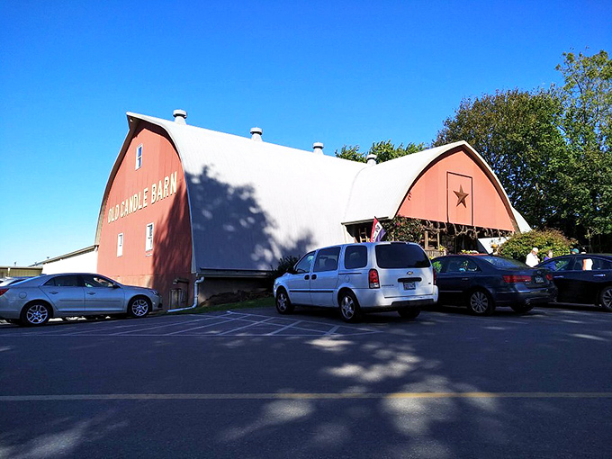 The Old Candle Barn's rustic charm isn't manufactured&mdash;it's the real deal, standing proudly against the blue Pennsylvania sky.