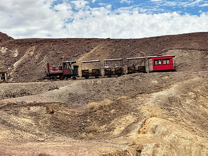 All aboard for a journey through mining history! This narrow-gauge train offers panoramic views of the rugged landscape that once promised fortunes.