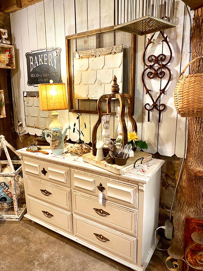 Not just furniture, but time travel. This shabby-chic dresser with its "Bakery" sign could transform any modern home into a nostalgic haven.