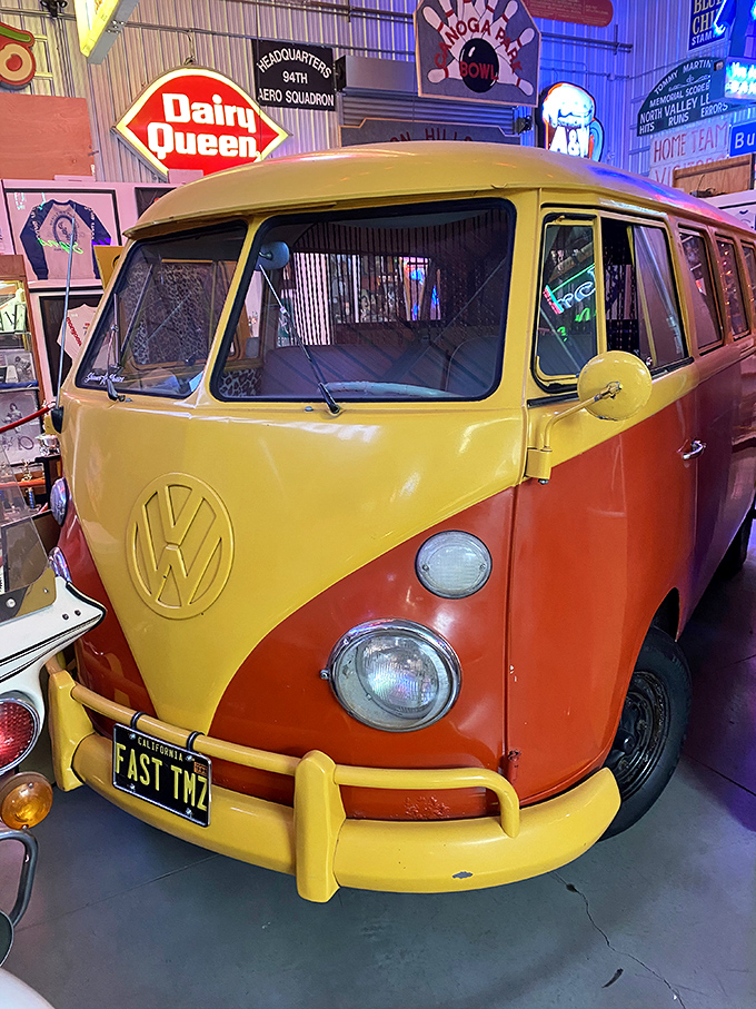 This groovy Volkswagen bus practically screams "road trip" and makes you want to grow your hair out.