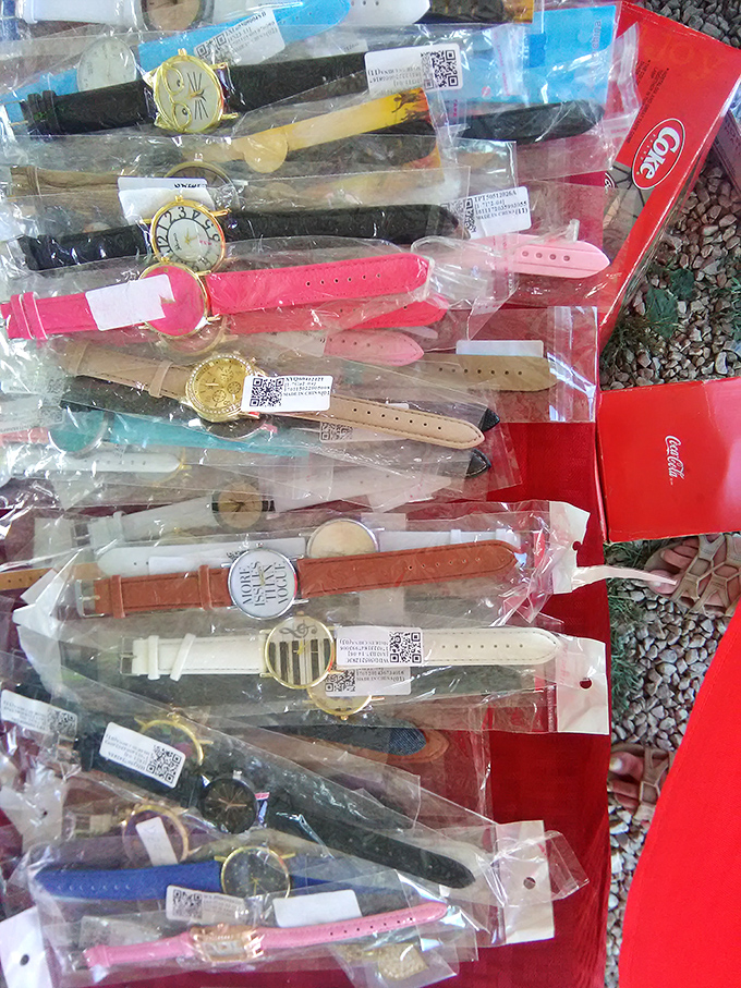 Time stands still at the watch table, where fashion from every decade dangles in plastic, waiting for wrists that appreciate vintage style.