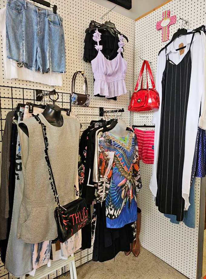 Fashion finds its second act on these pegboards, where vintage styles wait for their perfect match.