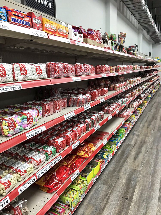 Candy organized with military precision. If only my sock drawer could achieve this level of color-coordinated perfection.