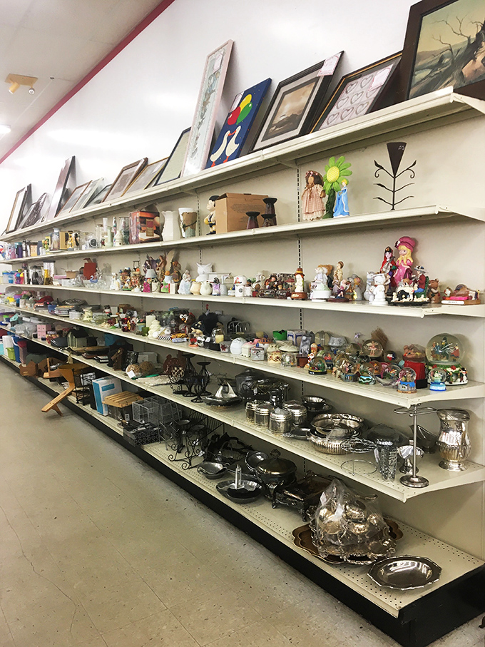 One person's forgotten knick-knack is another's perfect mantelpiece treasure. These shelves tell stories of homes past, waiting for new chapters.