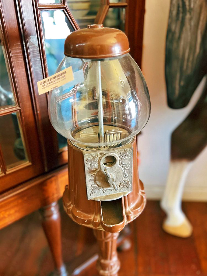Not just a vintage gumball machine, but a portal to childhood when a penny bought a moment of pure joy.