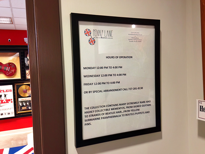 Limited hours make this Beatles sanctuary feel like an exclusive club. The sign promises "extremely rare" items&mdash;they weren't exaggerating!