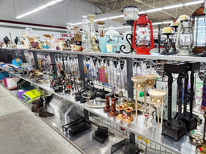 Vintage lamps and decorative treasures await new homes. That red oil lantern could be lighting up someone's patio by sunset&mdash;for less than the price of a fancy coffee.