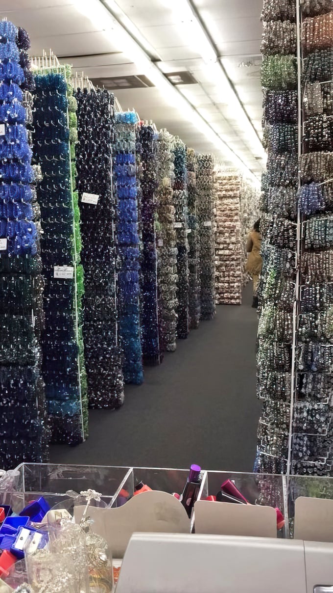 The bead section alone could outfit Mardi Gras revelers from New Orleans to Chicago with its dazzling rainbow of options.