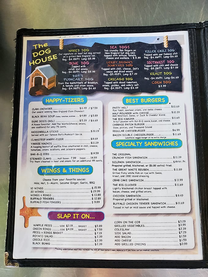 The menu reads like a love letter to coastal comfort food &ndash; from their famous fish sandwiches to hot dogs that give the caf&eacute; its playful name.