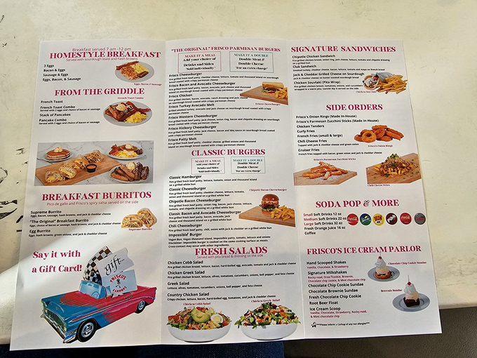 A menu that reads like a love letter to American classics&mdash;breakfast all day, people! This isn't diet food, it's happiness on paper.