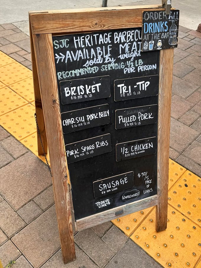 The chalkboard of dreams. Notice how they recommend a half-pound per person? That's cute, they think you have self-control.