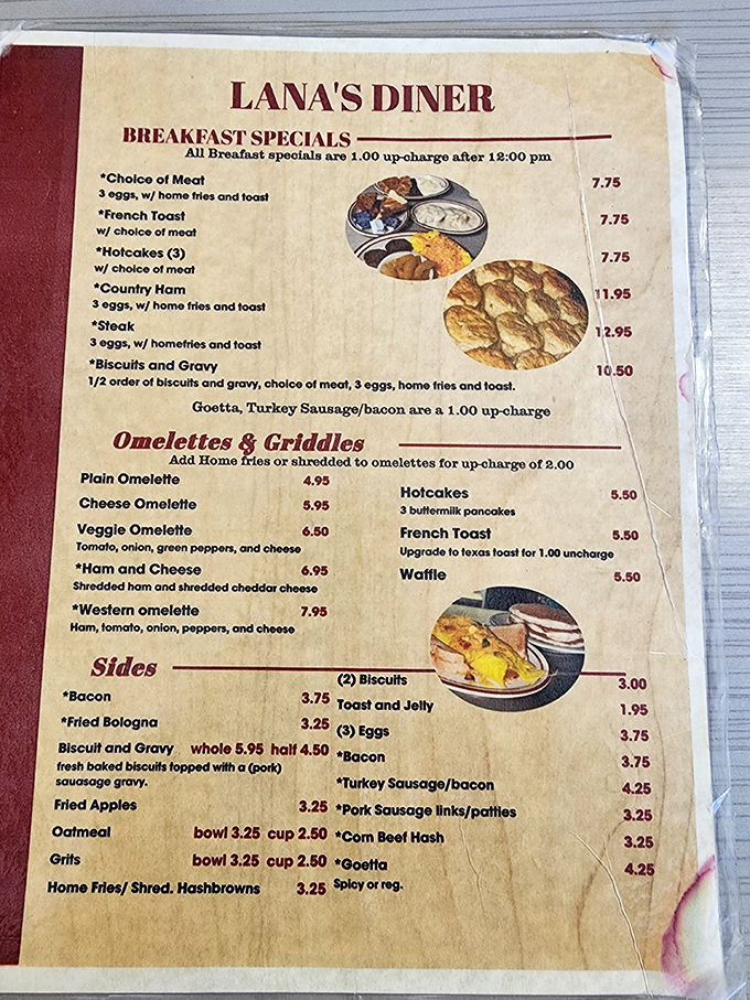 This menu isn't just a list of food&mdash;it's a roadmap to happiness. The breakfast specials section alone could solve most of life's problems.