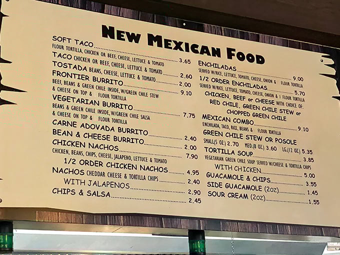 This menu board isn't just a list of food&mdash;it's a roadmap to happiness, with each item promising a different journey into New Mexican flavor.