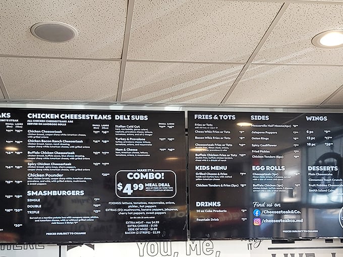 The straightforward menu board keeps it simple with a laser focus on what matters: variations on cheesesteak perfection and worthy supporting characters.