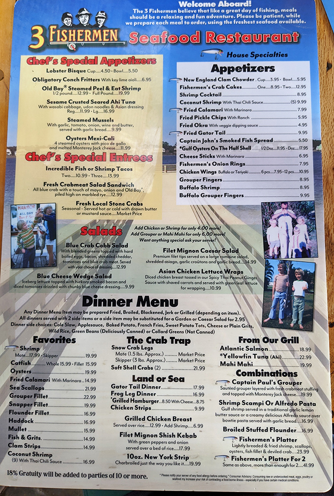 A menu that doesn't need fancy fonts or pretentious descriptions&mdash;just honest seafood offerings that make decision-making deliciously difficul