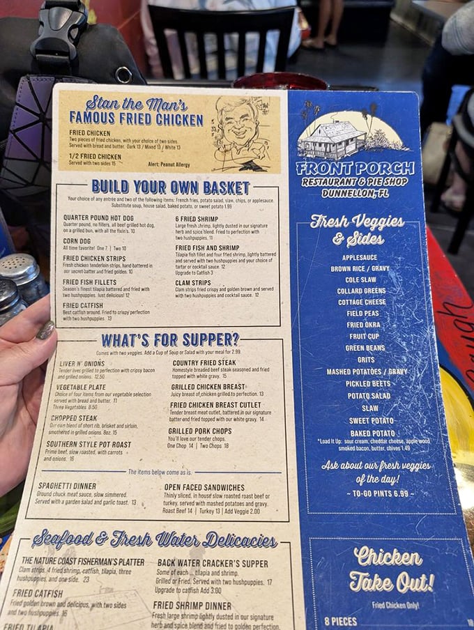 This isn't just a menu&mdash;it's a roadmap to happiness. Stan the Man's Famous Fried Chicken sits at the top for good reason.