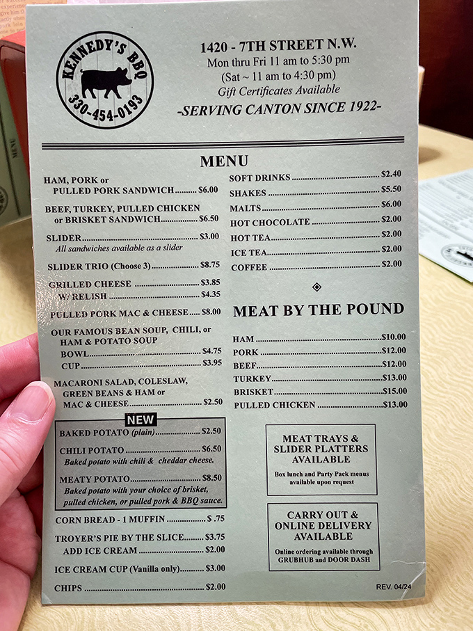 A menu that hasn't changed much over the decades, proving that perfection doesn't need constant reinvention.