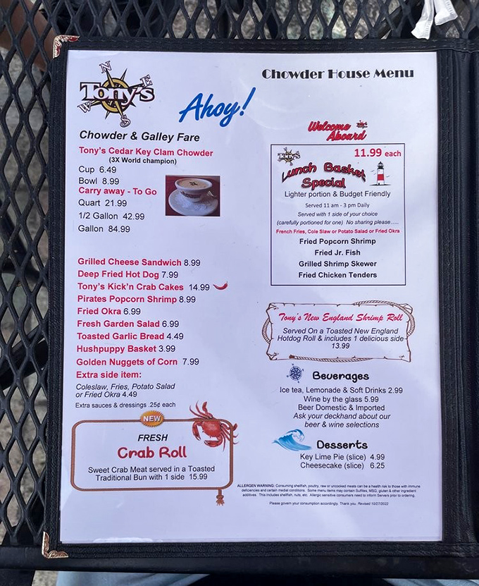 A menu that reads like seafood poetry &ndash; from Lobster Chowder to Baltimore Crab Cakes. Decision paralysis has never been so delicious.