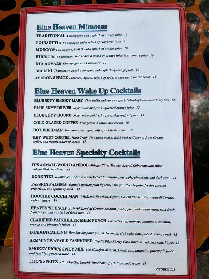 The cocktail menu reads like a love letter to tropical indulgence. That Hemingway Old Fashioned? Papa would approve.