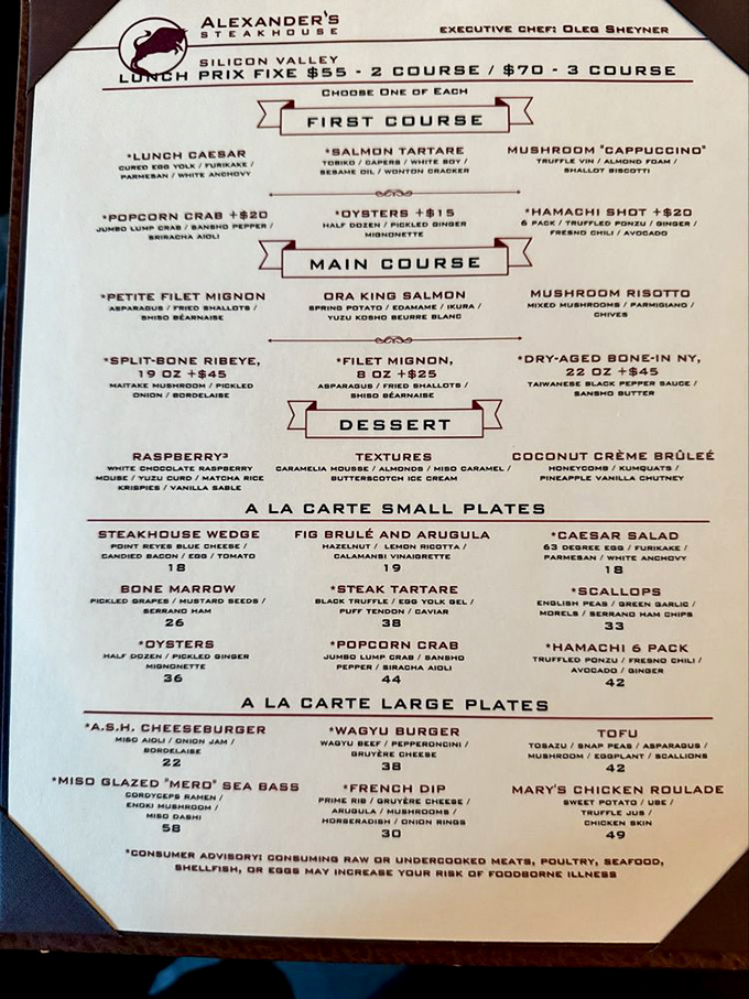 This isn't just a menu&mdash;it's a roadmap to paradise. The hamachi shots alone are worth the pilgrimage to Cupertino.