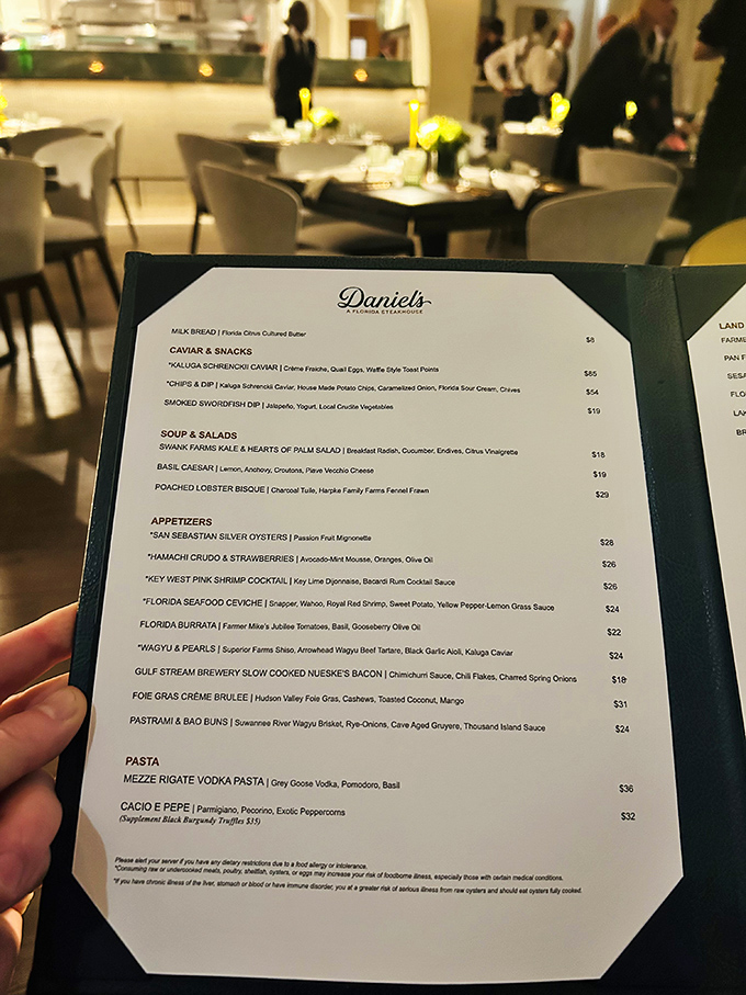 A menu that reads like poetry for carnivores. Notice how your eyes instinctively gravitate toward words like "Wagyu" and "foie gras."