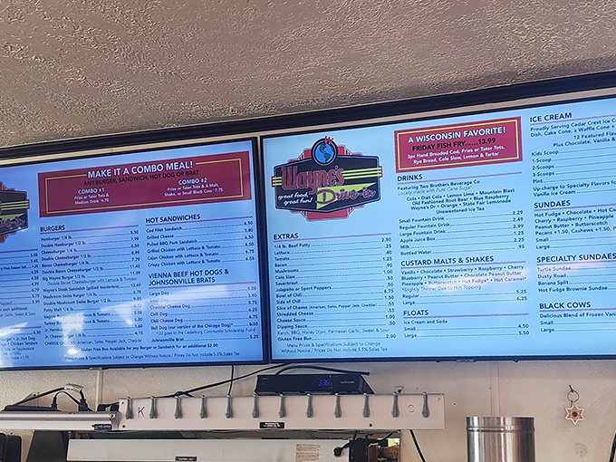The menu board reads like a love letter to American classics. No molecular gastronomy here&mdash;just honest food that makes your cardiologist nervously check their retirement plan.