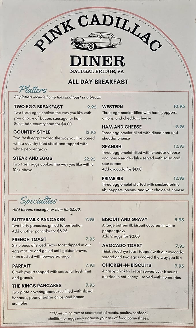All-day breakfast might be humanity's greatest achievement. This menu reads like a love letter to comfort food, with options that'll make your cardiologist wince and your taste buds applaud.