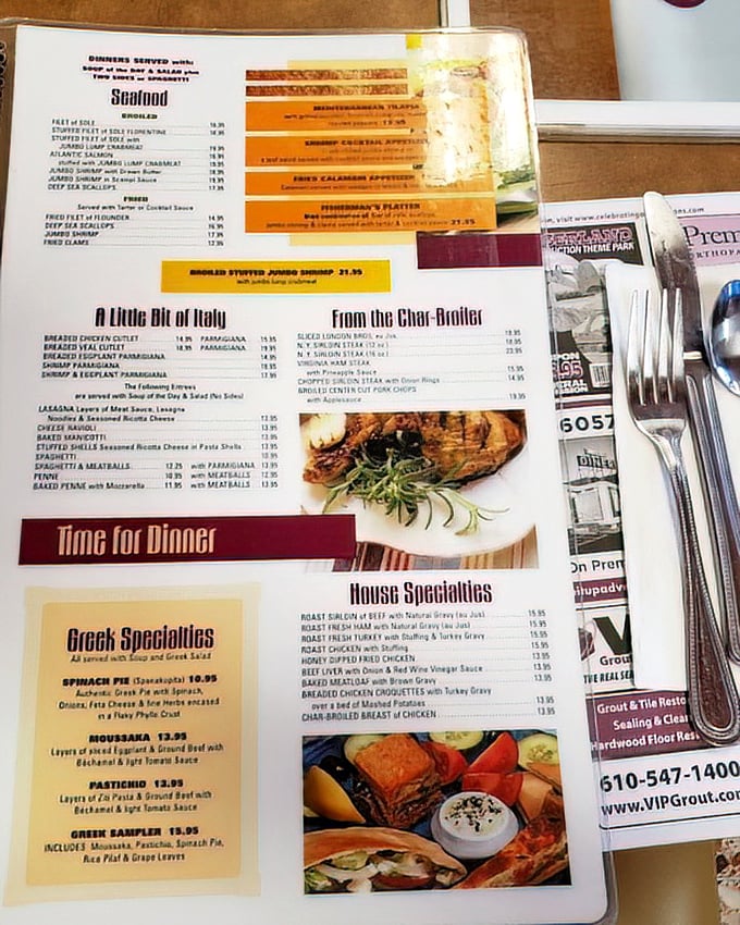 This menu isn't just reading material&mdash;it's a roadmap to happiness with sections like "A Little Bit of Italy" promising culinary getaways without passport requirements.