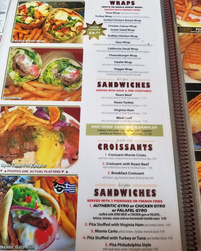 This isn't just a menu&mdash;it's a roadmap to happiness. From gyros to croissant sandwiches, each page promises a delicious detour from your diet plans