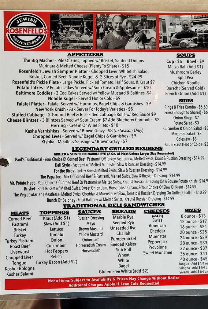 This menu isn't just a list of food—it's a roadmap to happiness. The "Legendary Grilled Reubens" section alone deserves its own ZIP code.