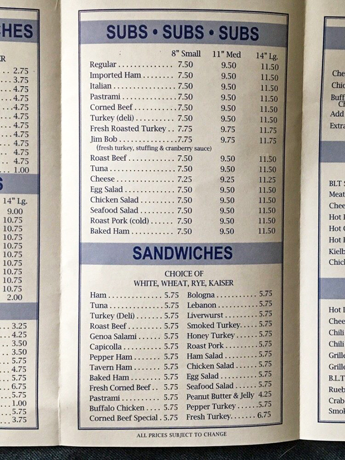 A menu board that cuts right to the chase &ndash; no flowery descriptions or trendy food buzzwords, just the honest names of sandwiches that have earned their place in the lineup.