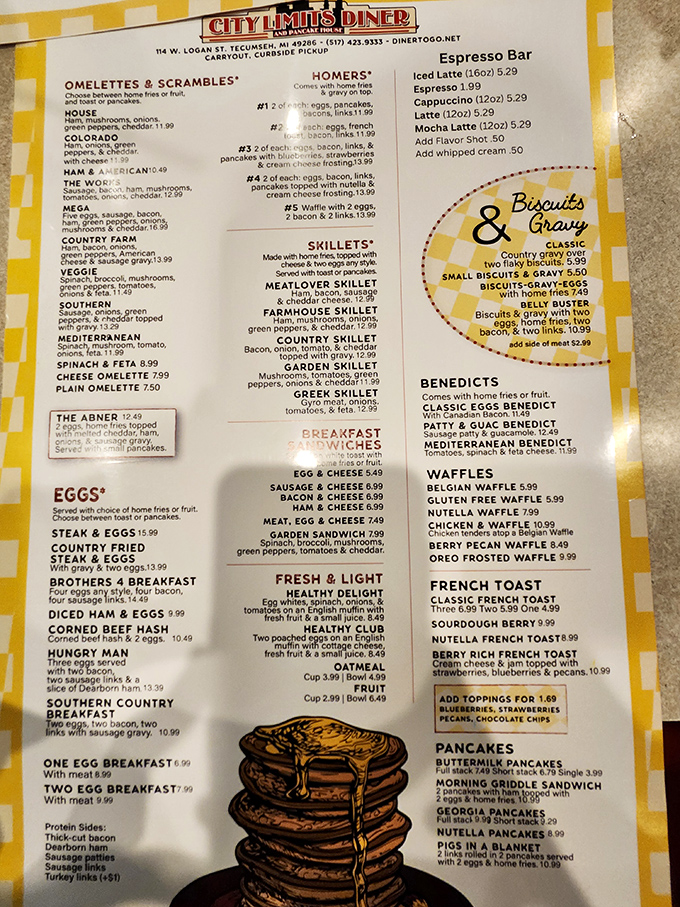 This menu isn't just a list of options&mdash;it's a roadmap to breakfast nirvana. The hardest part? Choosing just one thing.