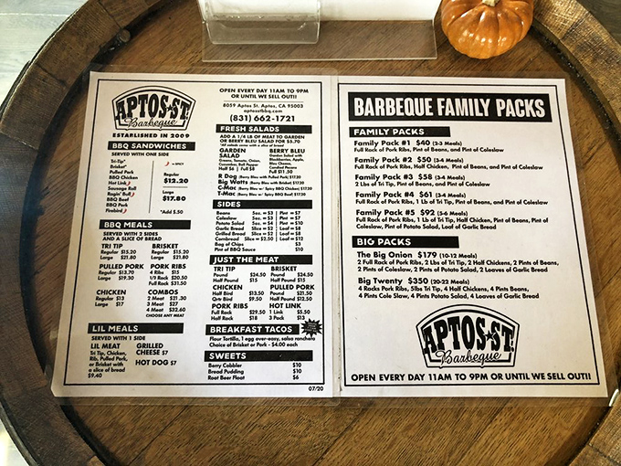 A menu that doesn't mince words&mdash;just promises meat prepared with patience, smoke, and reverence. The barbecue equivalent of a treasure map.