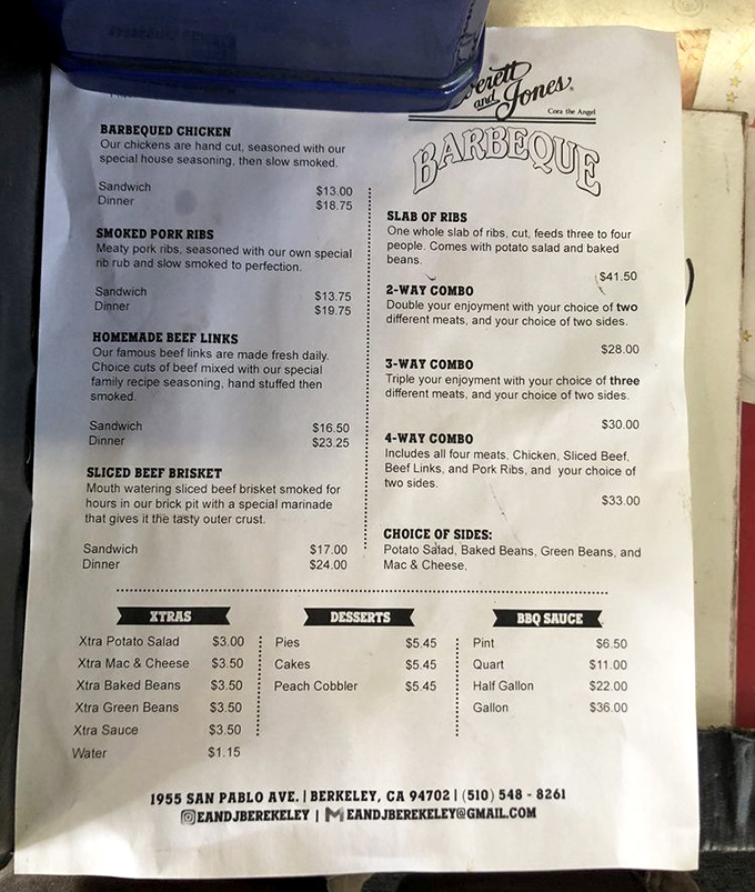 A menu that cuts straight to the chase &ndash; no fancy descriptions needed when your barbecue has achieved legendary status.