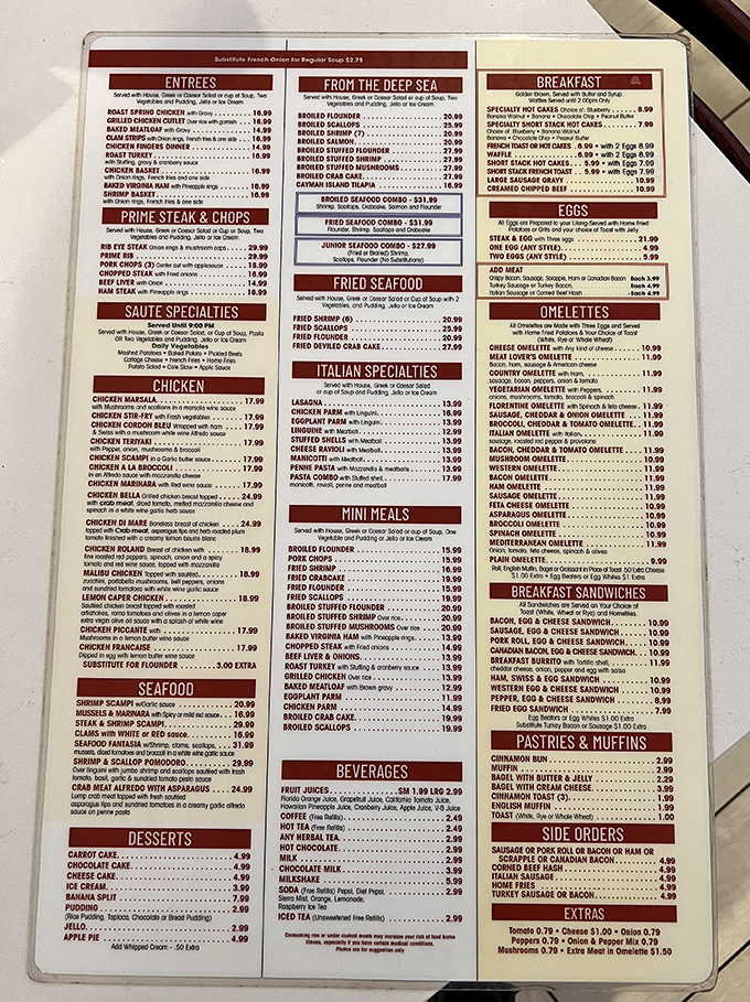 This menu isn't just extensive—it's a novel of possibilities. Bring reading glasses and an empty stomach.