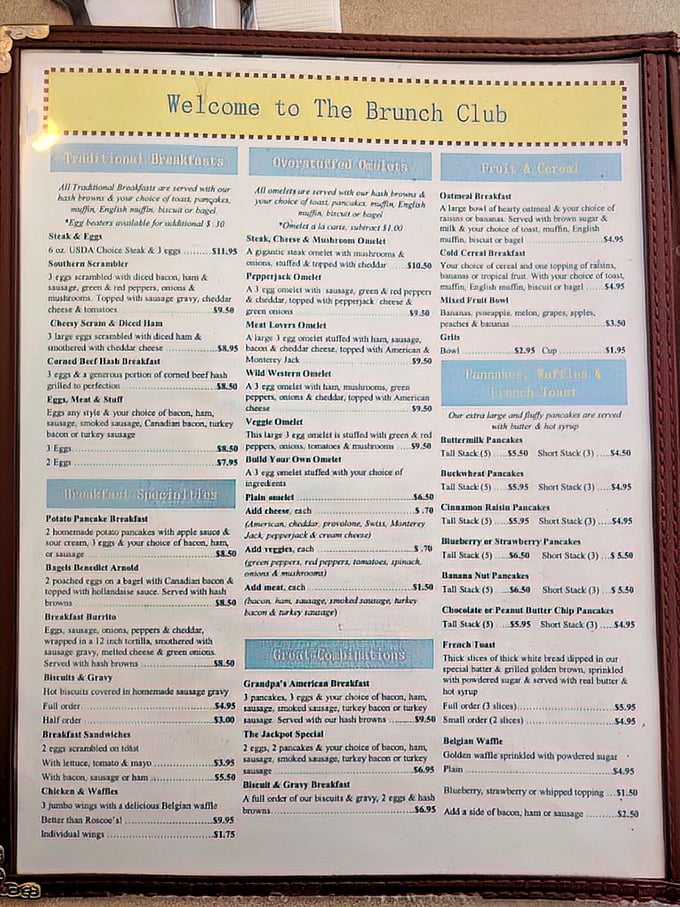 This menu isn't just a list of options&mdash;it's a roadmap to breakfast nirvana with choices that would make even Ron Swanson nod in approval.