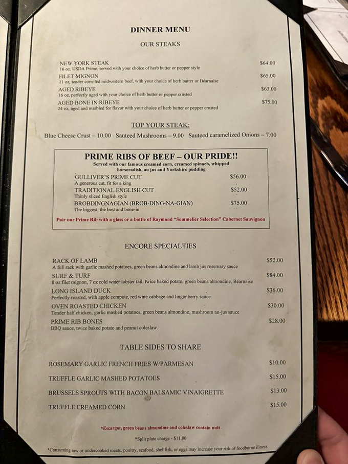 A menu that doesn't mince words&mdash;just meat. The "Brobdingnagian" cut is what happens when literature majors become restaurateurs.