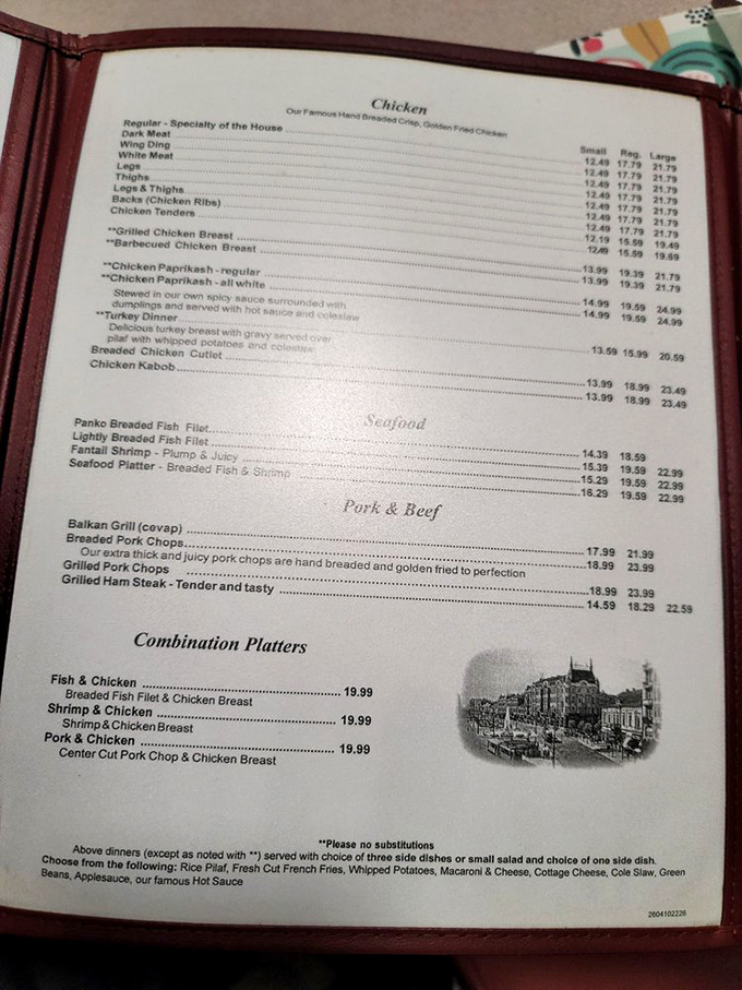 A menu that hasn't changed much over decades&mdash;because perfection doesn't need updating. The Chicken Paprikash alone is worth the drive from Cleveland.