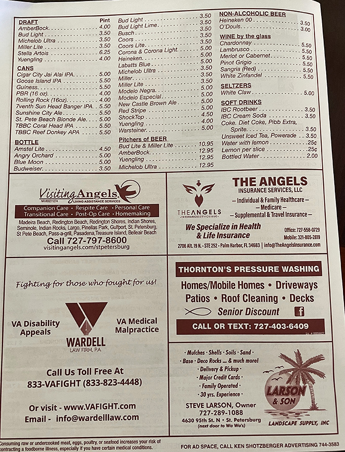 A menu that doesn't need fancy fonts or elaborate descriptions. The straightforward offerings speak the universal language of satisfaction.